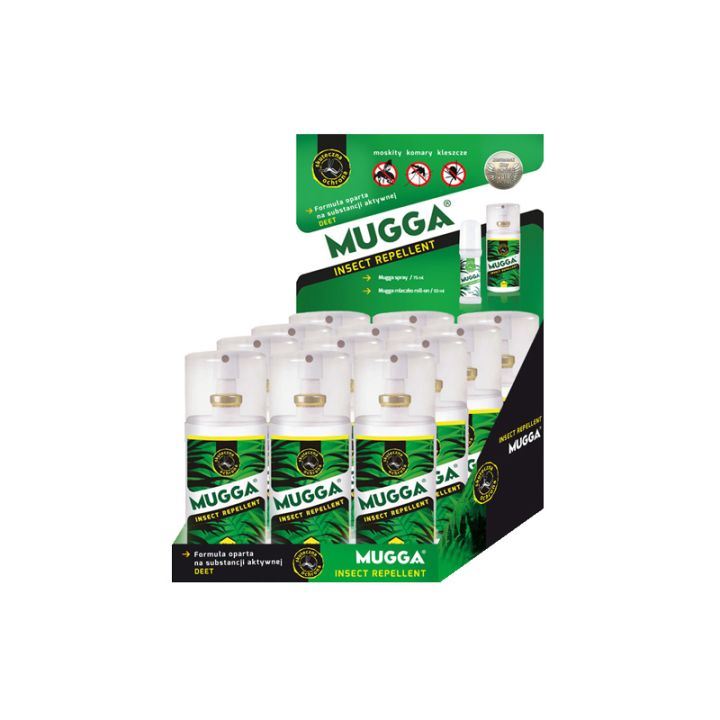 ZESTAW MUGGA SPRAY DEET 9,5% DISPLAY 12 szt - Mugga Online